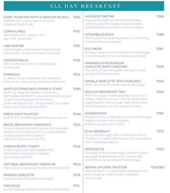 Menu at Dilly Dally Cafe, Mumbai, shop no 2/3