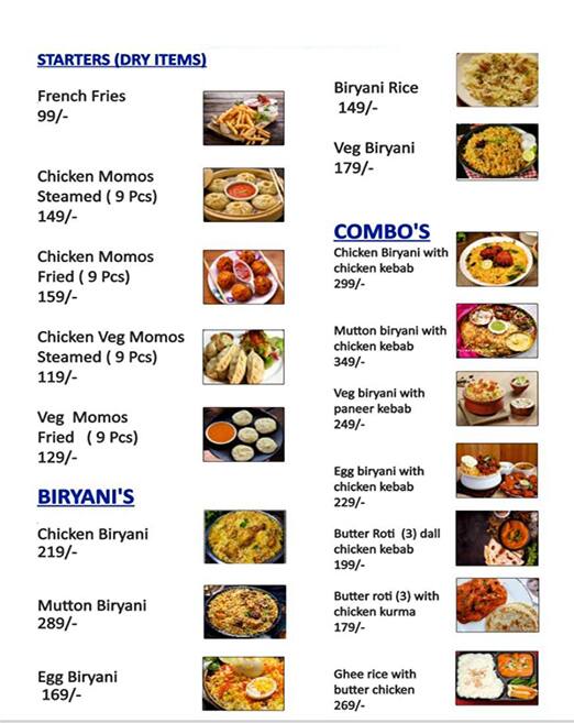 Menu of Sufi's Biryani House, Indiranagar, Bangalore