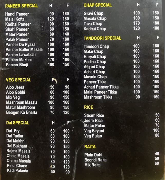 Menu of Standard Sweets, Sector 65, Noida