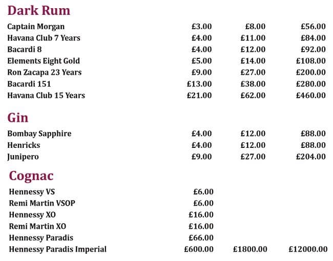 Menu at Mantra Lounge restaurant, Hounslow, 253 Bath Rd