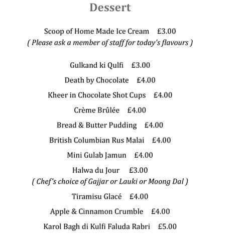 Menu at Mantra Lounge restaurant, Hounslow, 253 Bath Rd