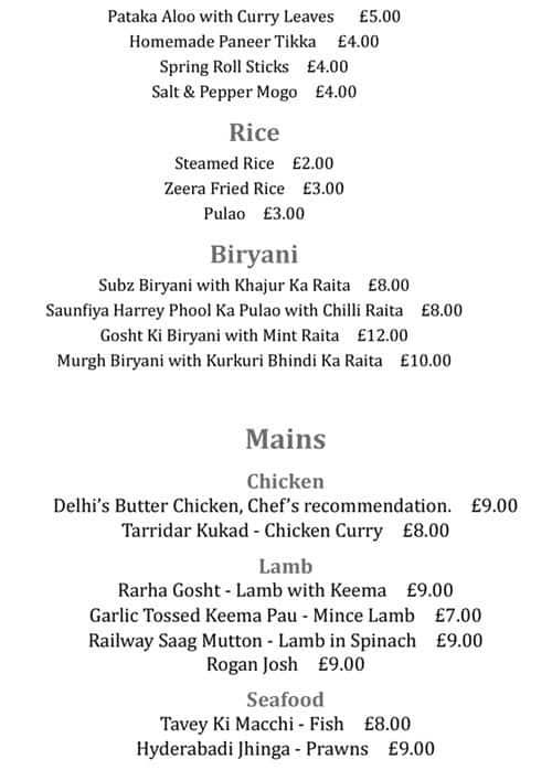 Menu at Mantra Lounge restaurant, Hounslow, 253 Bath Rd