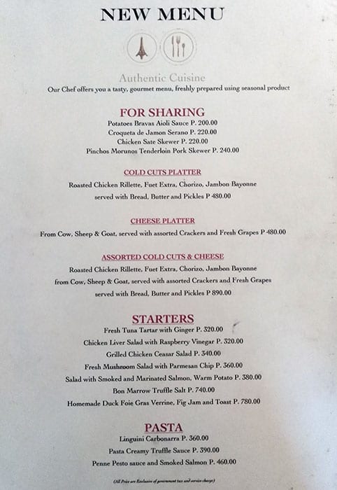 Menu at Society Lounge - Makati restaurant, Makati