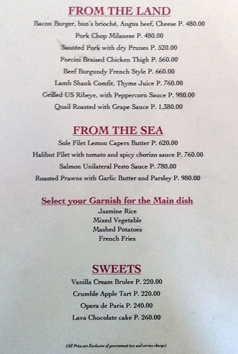 Menu at Society Lounge - Makati restaurant, Makati