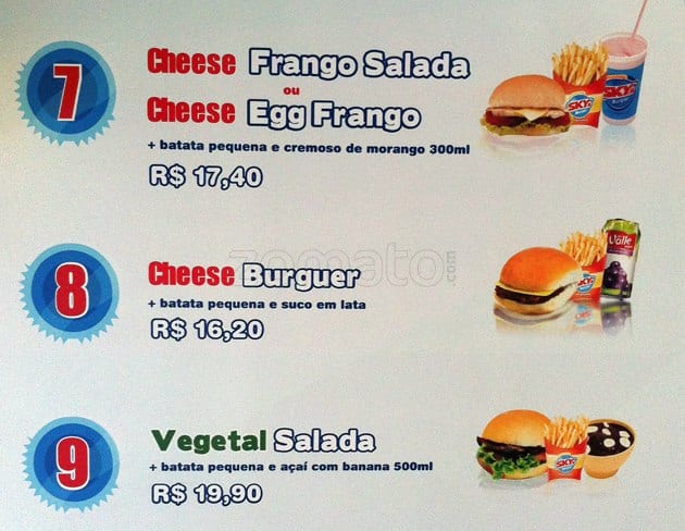 Menu at Sky's Burger fast food, Brasília, Quadra Cls 106