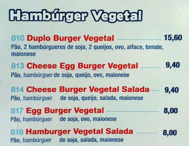 Menu at Sky's Burger fast food, Brasília, Quadra Cls 106