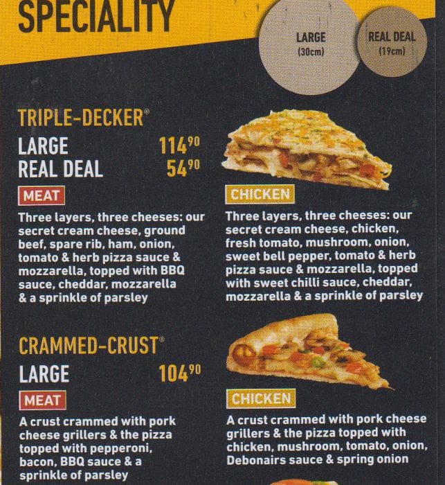 Carta del restaurante DEBONAIRS PIZZA, Pretoria, Hatfield Plaza