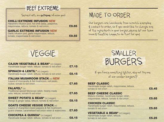 Menu at Handmade Burger Co. Glasgow Central restaurant, Glasgow, 78 St ...