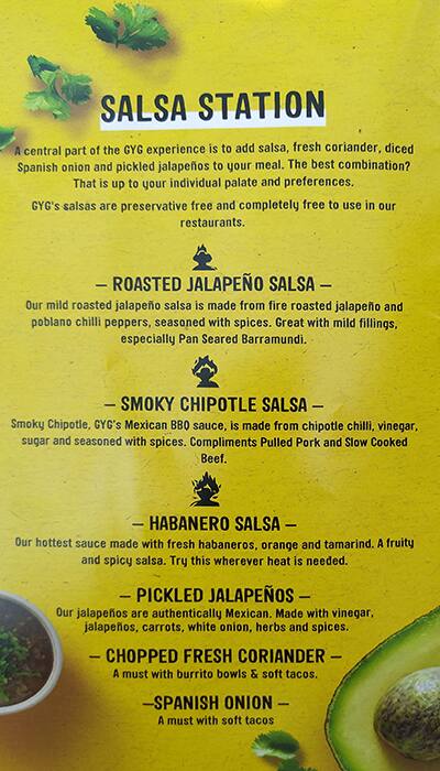 Menu at Guzman Y Gomez restaurant, Werribee