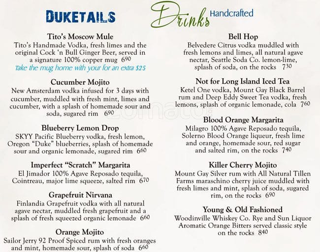 Menu at Duke's Seafood restaurant, Seattle, Alki Ave SW