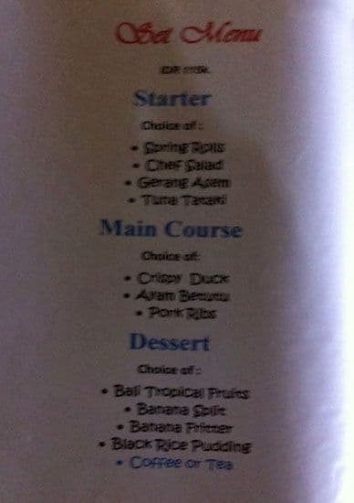 Menu at Awal Resto restaurant, Sayan