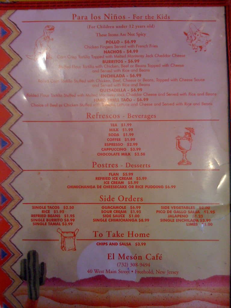 Menu at El Meson restaurant, Freehold, 40 W Main St