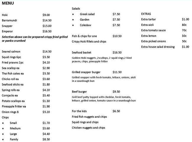 Fish Market Restaurant Menu