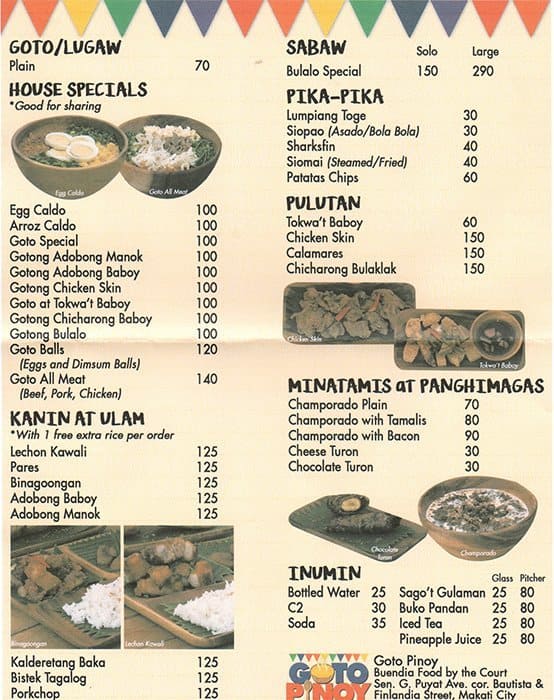 Goto Pinoy Menu, Menu for Goto Pinoy, San Isidro, Makati City - Zomato ...