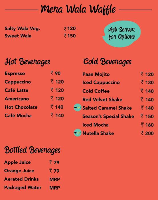 Menu of Waffle Wallah, Sector 34, Faridabad