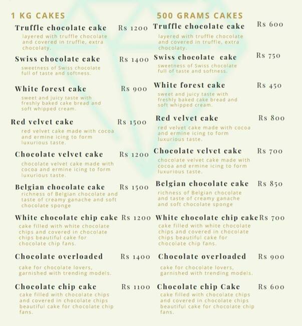 Menu at Diamond bakery, Hyderabad, Chirag Ali Lane