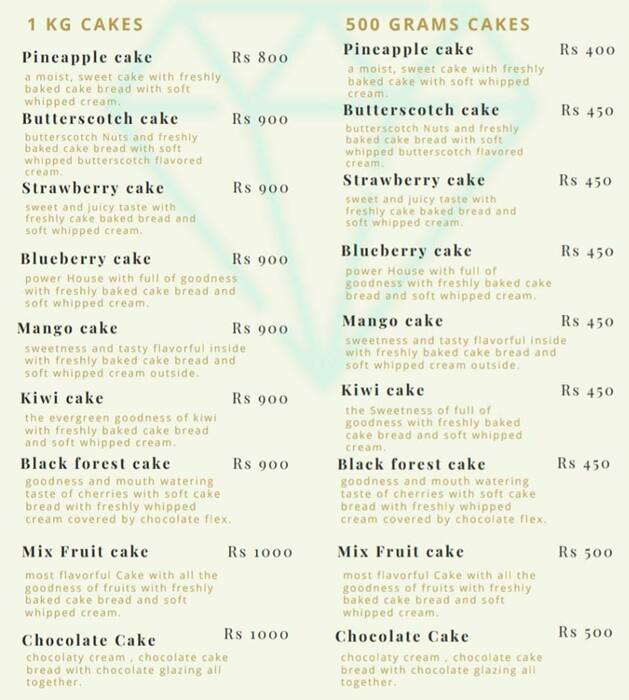 Menu at Diamond bakery, Hyderabad, Chirag Ali Lane