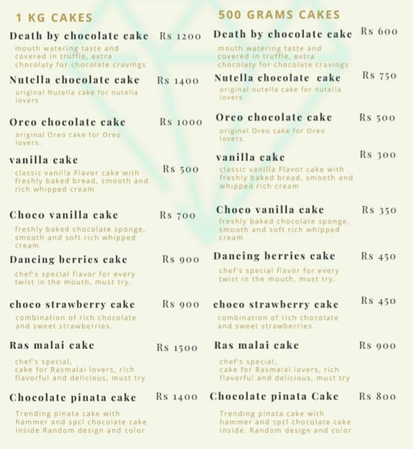 Menu at Diamond bakery, Hyderabad, Chirag Ali Lane