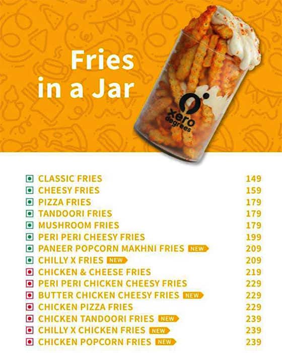 Menu of Xero Degrees, Vaishali Nagar, Jaipur