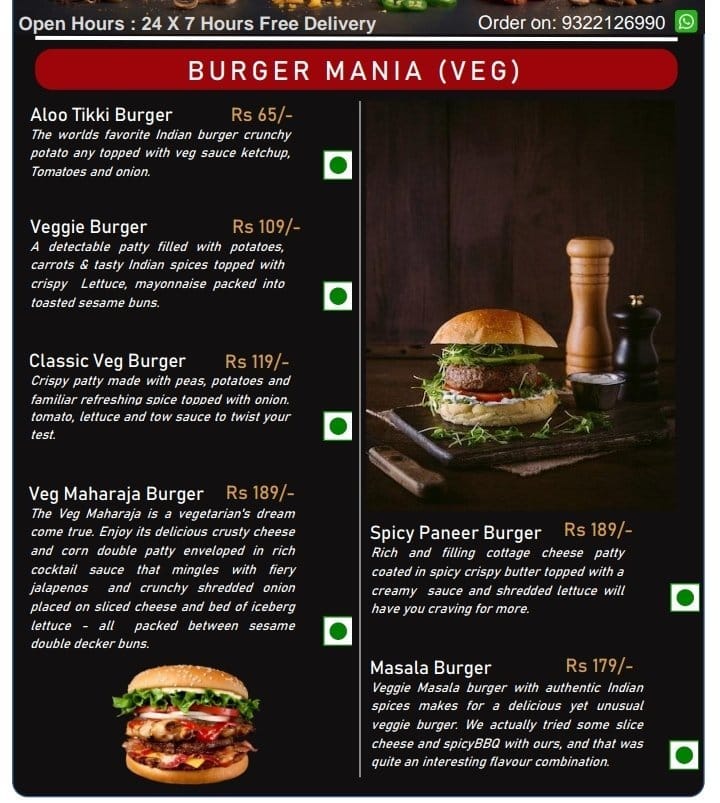 Menu of Burger Mafia, Hinjawadi, Pune
