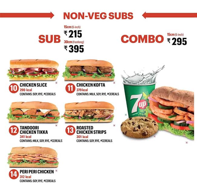 Menu at Subway, Coimbatore, Unit G06 And G07