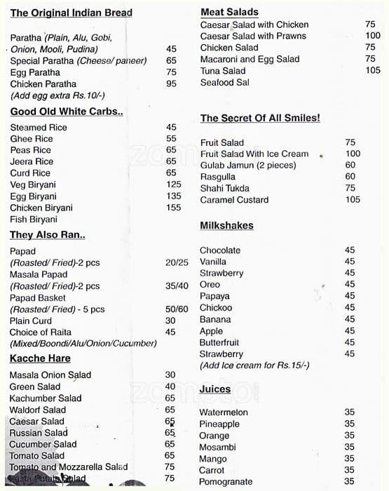 Menu at Simba'z Restaurant, Bengaluru, 42/1