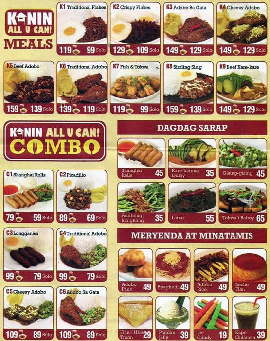 Menu at Adobo Connection restaurant, Quezon City, General Roxas Ave