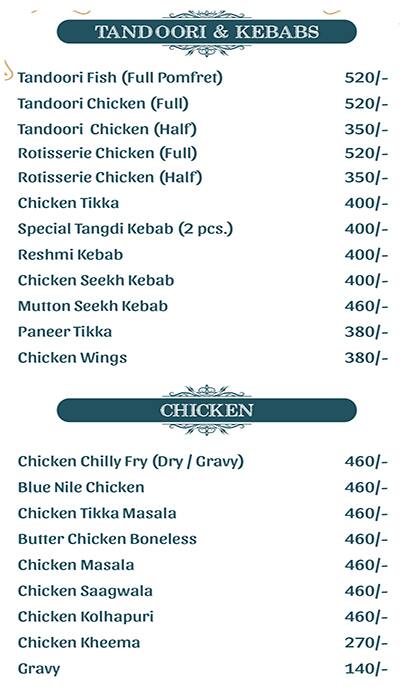 Menu at Blue Nile Restaurant, Pune, 102