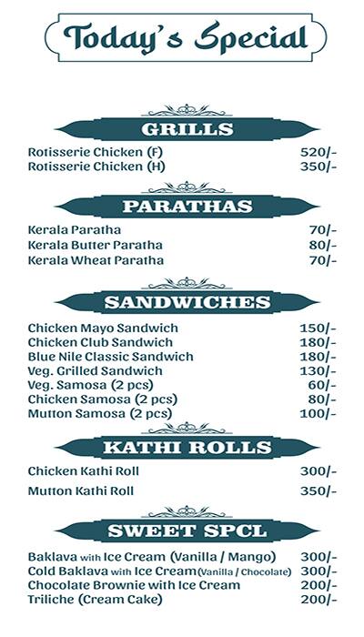 Menu at Blue Nile Restaurant, Pune, 102