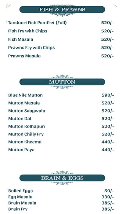 Menu at Blue Nile Restaurant, Pune, 102