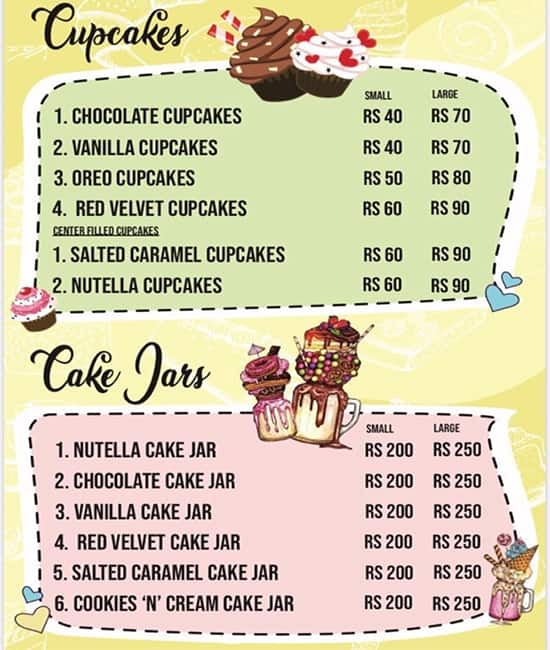 Menu at Cake Pop Company, Mumbai