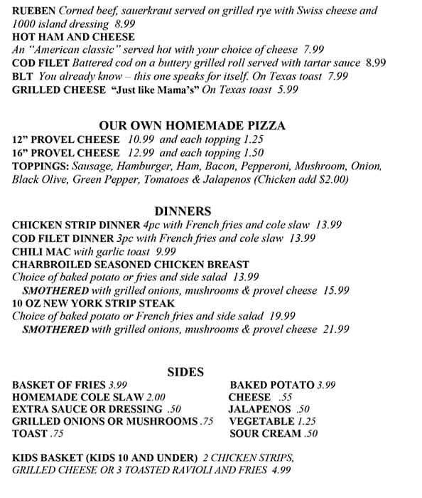 Menu at Yesterday's Bar & Grill, Woodson Terrace