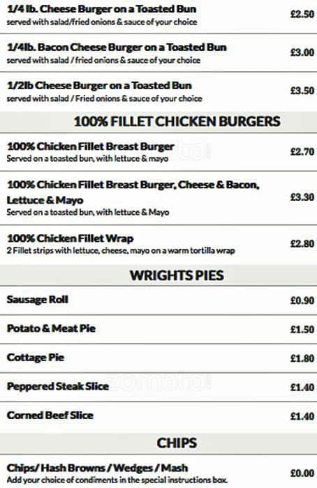 Menu at The Lunch Box cafe, Manchester, 846 Chester Road Stretford