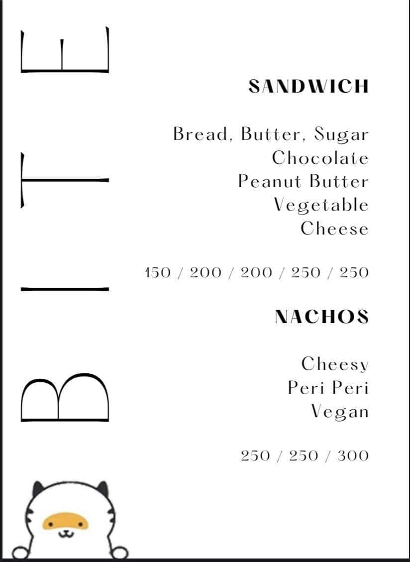 Menu of The Pet Cafe, Banjara Hills, Hyderabad