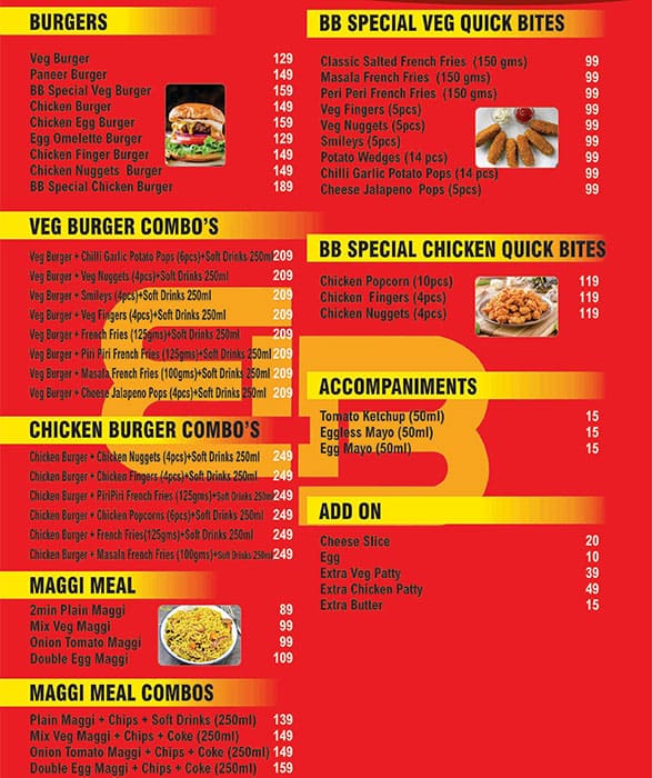 Menu of Brothers Burger, BTM, Bangalore
