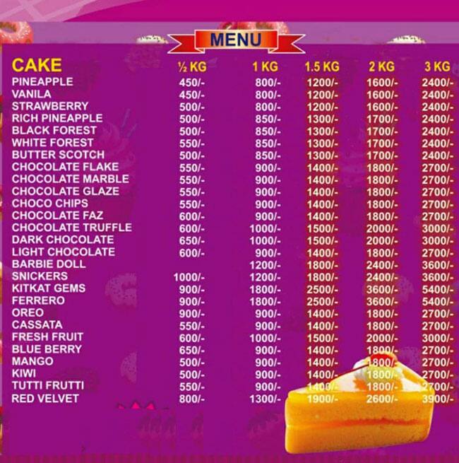 Menu of Cake Slice, Sector 72, Noida