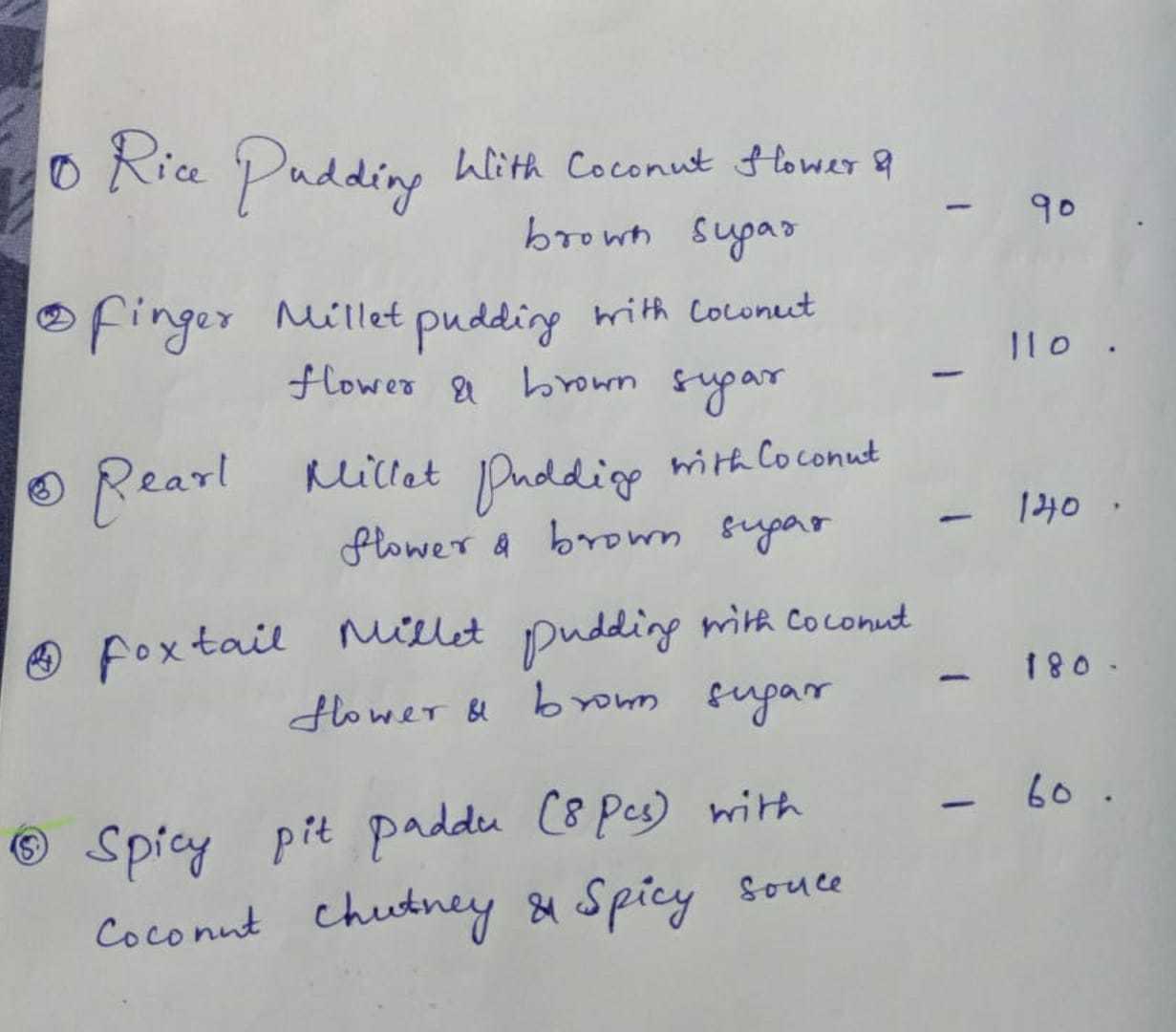 Menu of Dindigal Puttu Kadai, Guindy, Chennai