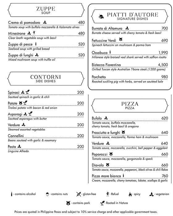 Menu at Paparazzi at Edsa Shangri-La, Manila restaurant, Mandaluyong ...