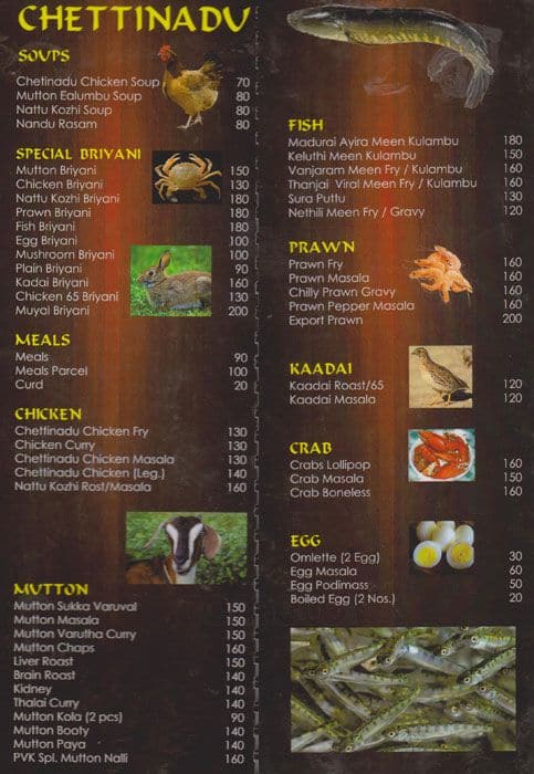 Menu at Velu Military Hotel, Chennai, 26JC+V53