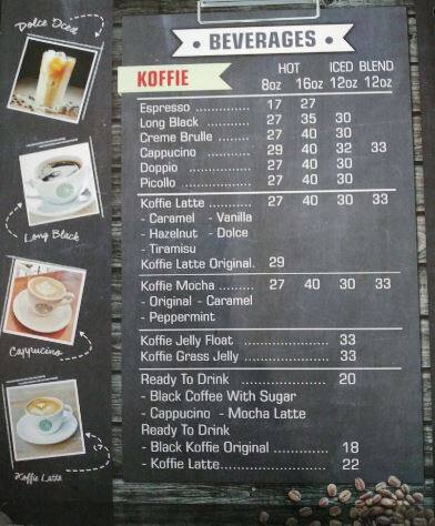 Menu at Koffierasse cafe, Jakarta, Wisma Antara Building