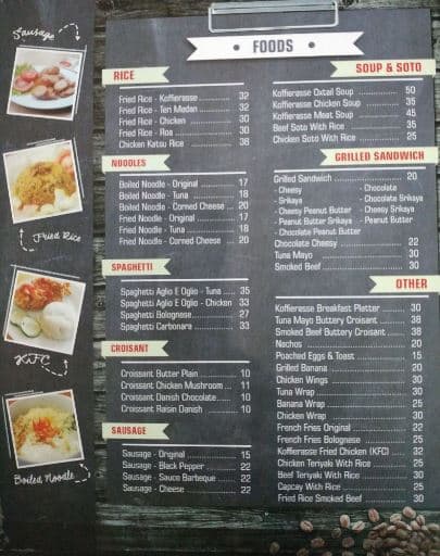 Menu at Koffierasse cafe, Jakarta, Wisma Antara Building