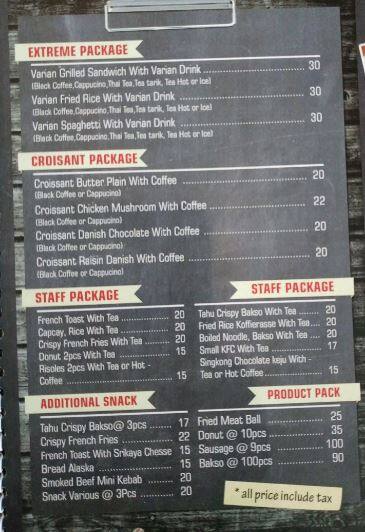 Menu at Koffierasse cafe, Jakarta, Wisma Antara Building