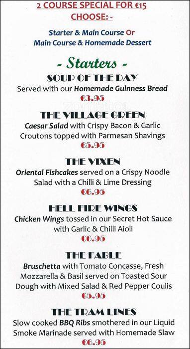 Menu at Molloys Bar & Grill, Dublin