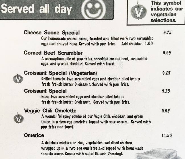 Menu at Yucca Tree Cafe, White Rock