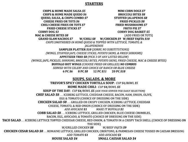 Menu at T-Bones Sports Pub, Houston