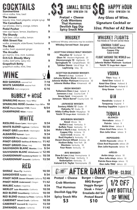 Menu at O.H.S.O. Eatery & nano-Brewery restaurant, Phoenix