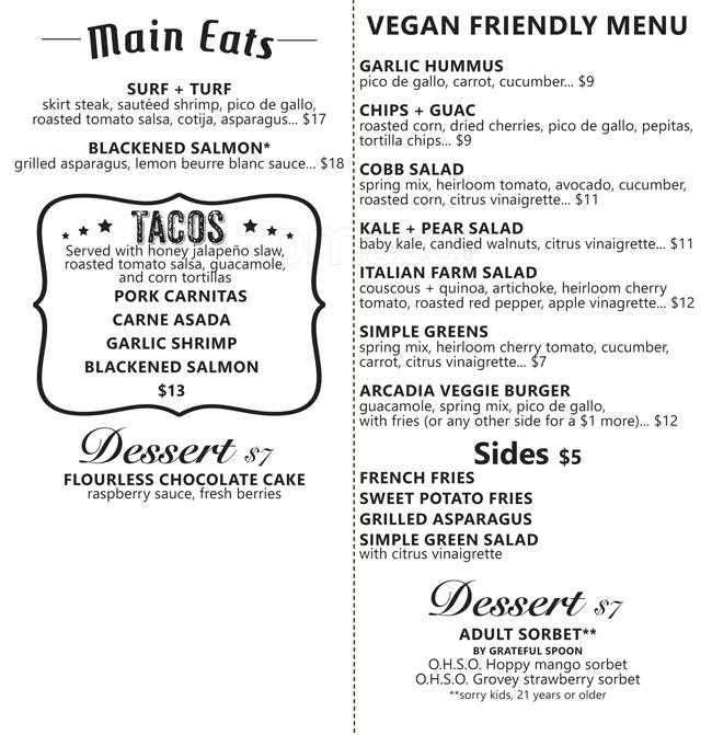 Menu at O.H.S.O. Eatery & nano-Brewery restaurant, Phoenix