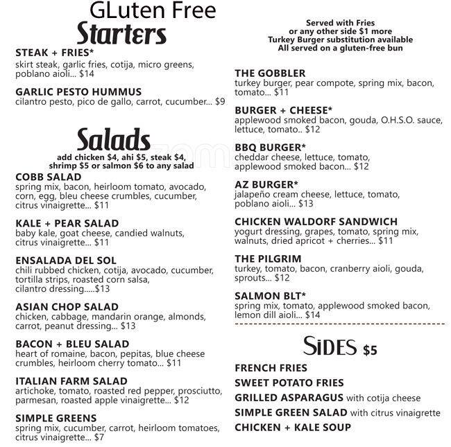 Menu at O.H.S.O. Eatery & nano-Brewery restaurant, Phoenix