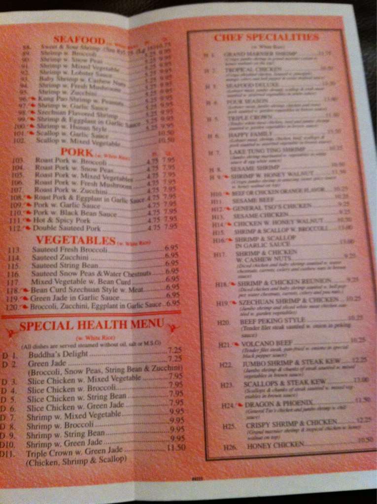 Menu at Red Apple Restaurant, Mandeville
