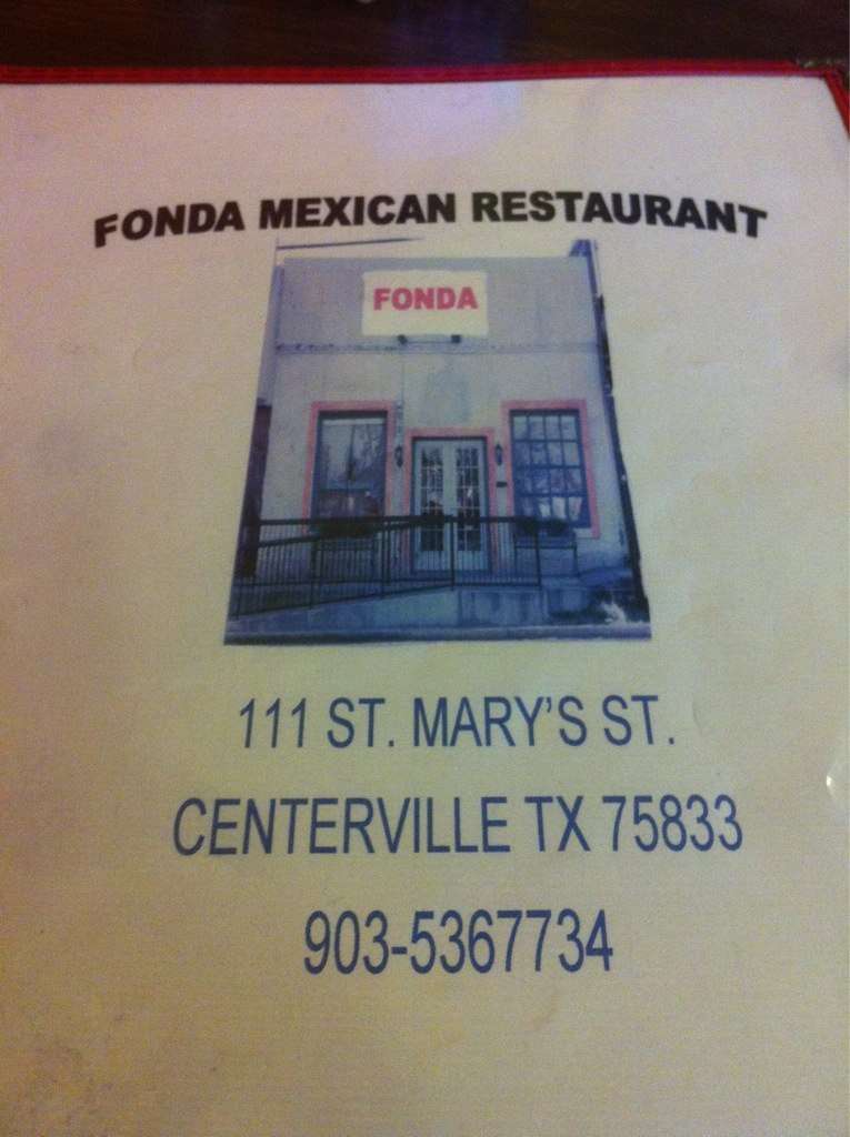 Menu at Fonda Mexican Restaurant, Centerville